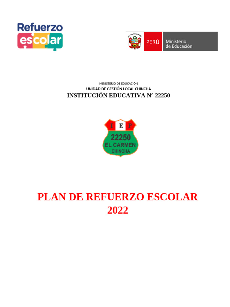 Plan de Reforzamiento 2022 | PDF