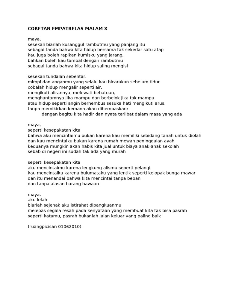 Puisi-Puisi Angin Kamajaya 2010-2024 | PDF