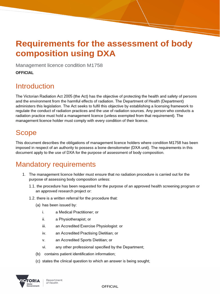 Requirements For Assessment of Body Composition Dxa | PDF