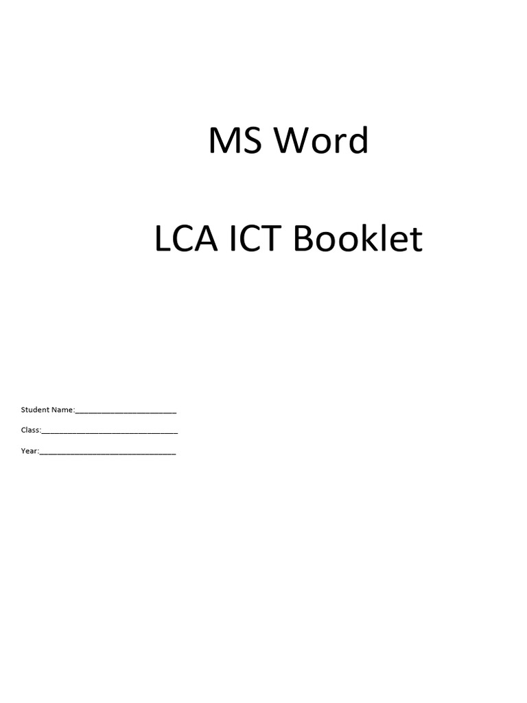MS Word LCA ICT Booklet | PDF