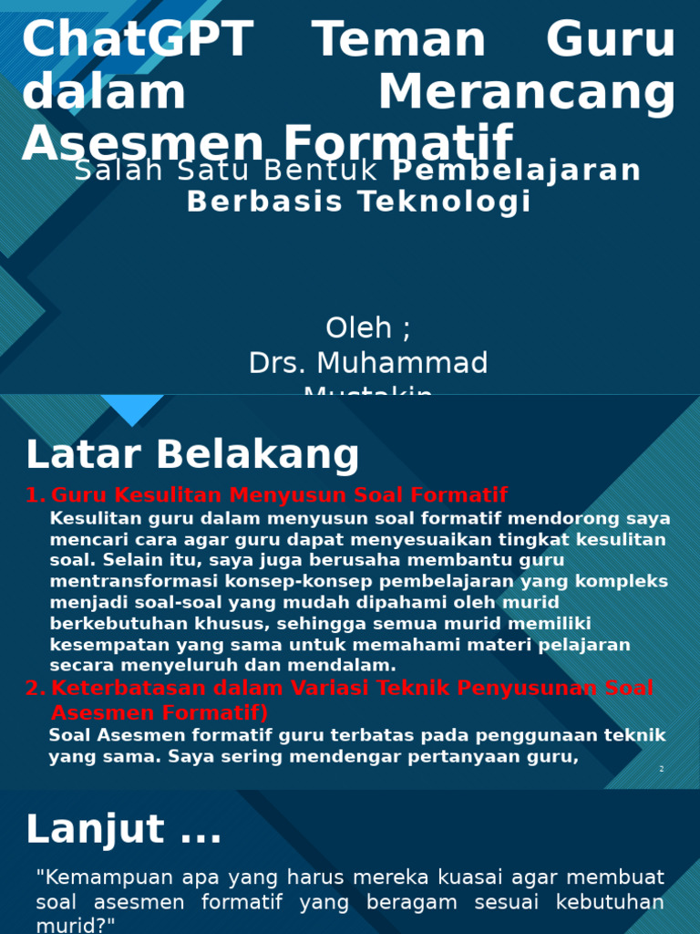 ChatGPT Teman Guru Dalam Merancang Asesmen Formatif | PDF