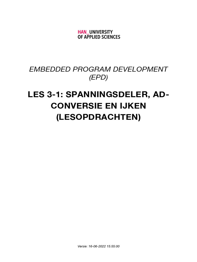 EPD 3-1 Spanningsdeler AD-conversie en Ijken - Lesopdrachten | PDF