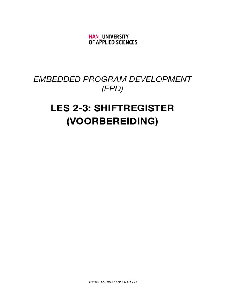 EPD 2-3 Shiftregister - Voorbereiding | PDF