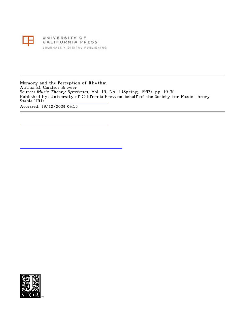 Memory and The Perception of Rhythm | PDF