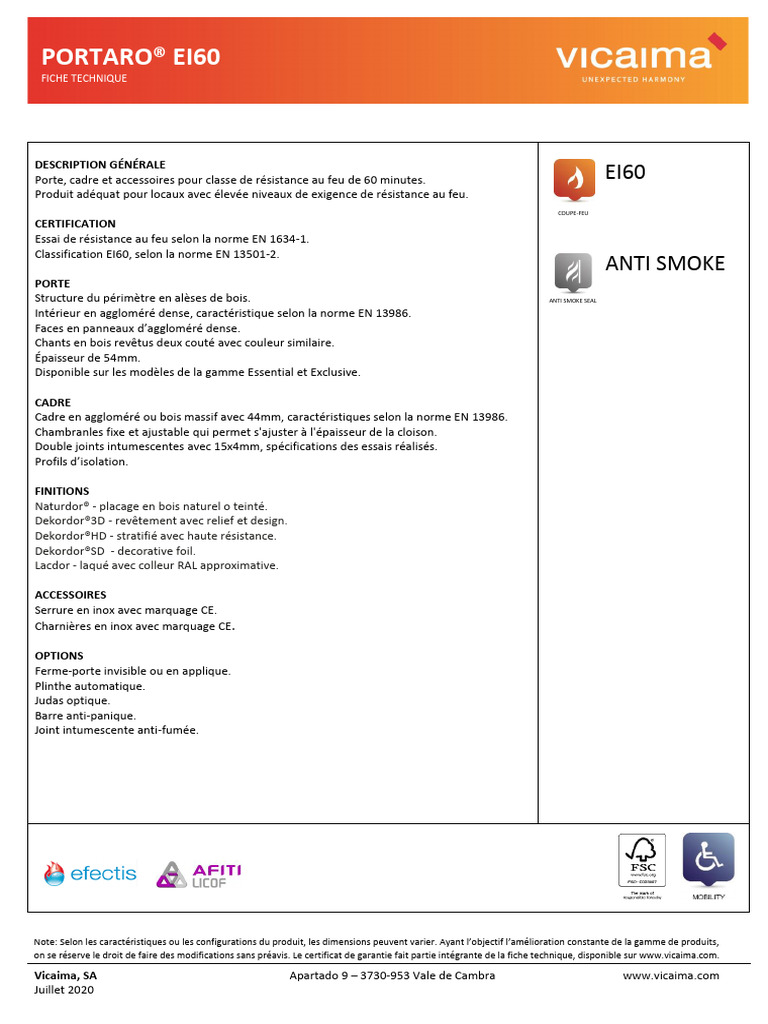 Vicaima FT Portaro Ei60 FR | PDF