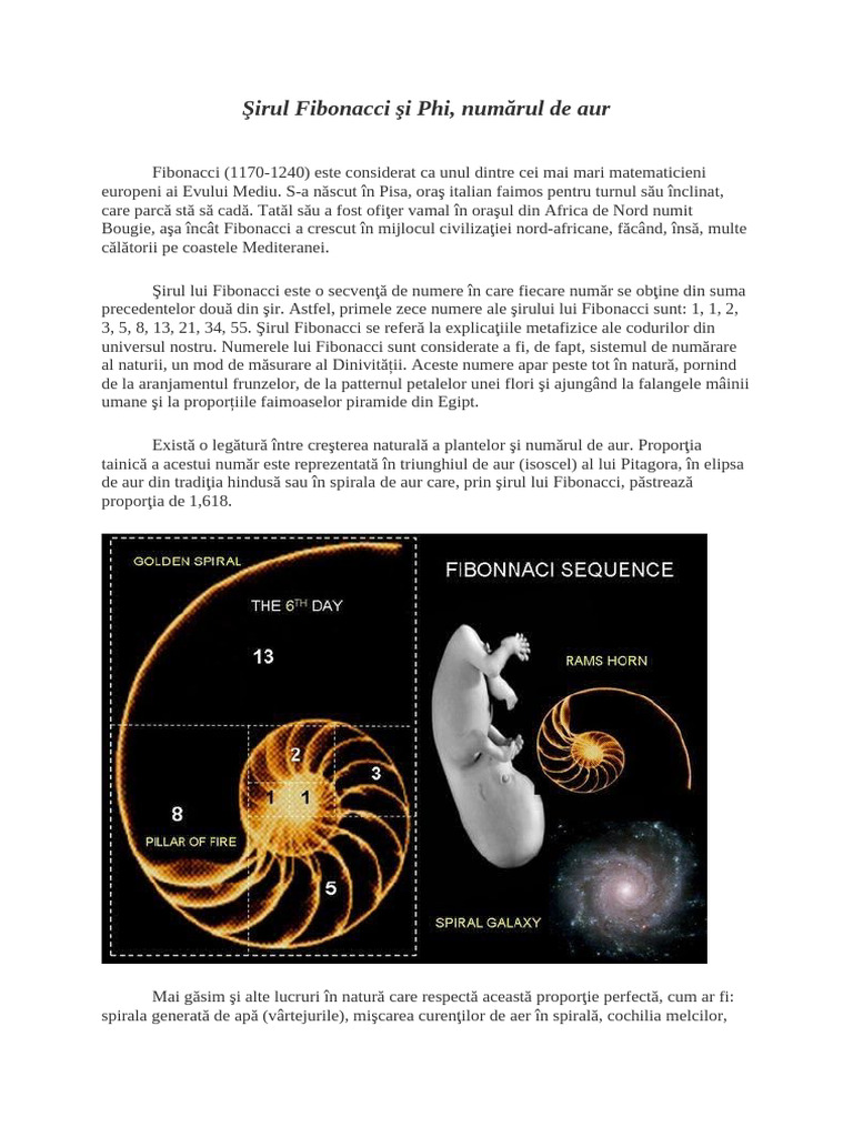 sirul lui fibonacci si phi | PDF