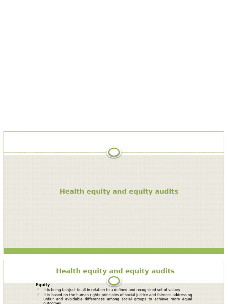 Topic 10 Health Equity and Equity Audits | PDF