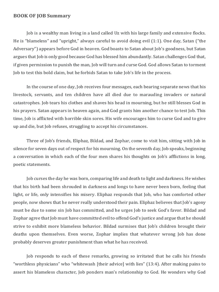 BOOK OF JOB Summary | PDF