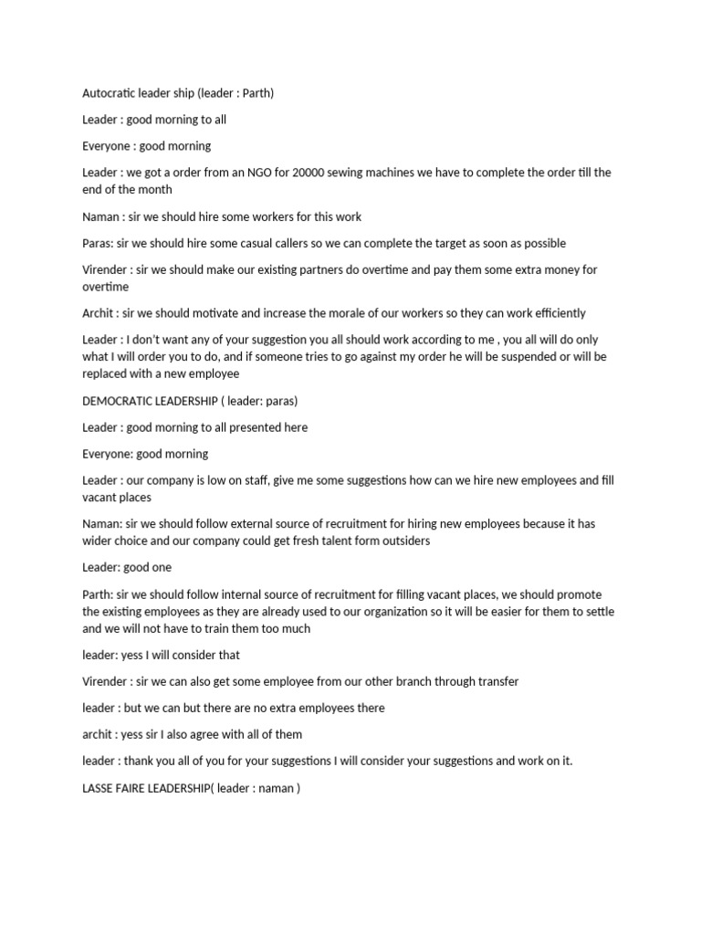 Leadership Script | PDF