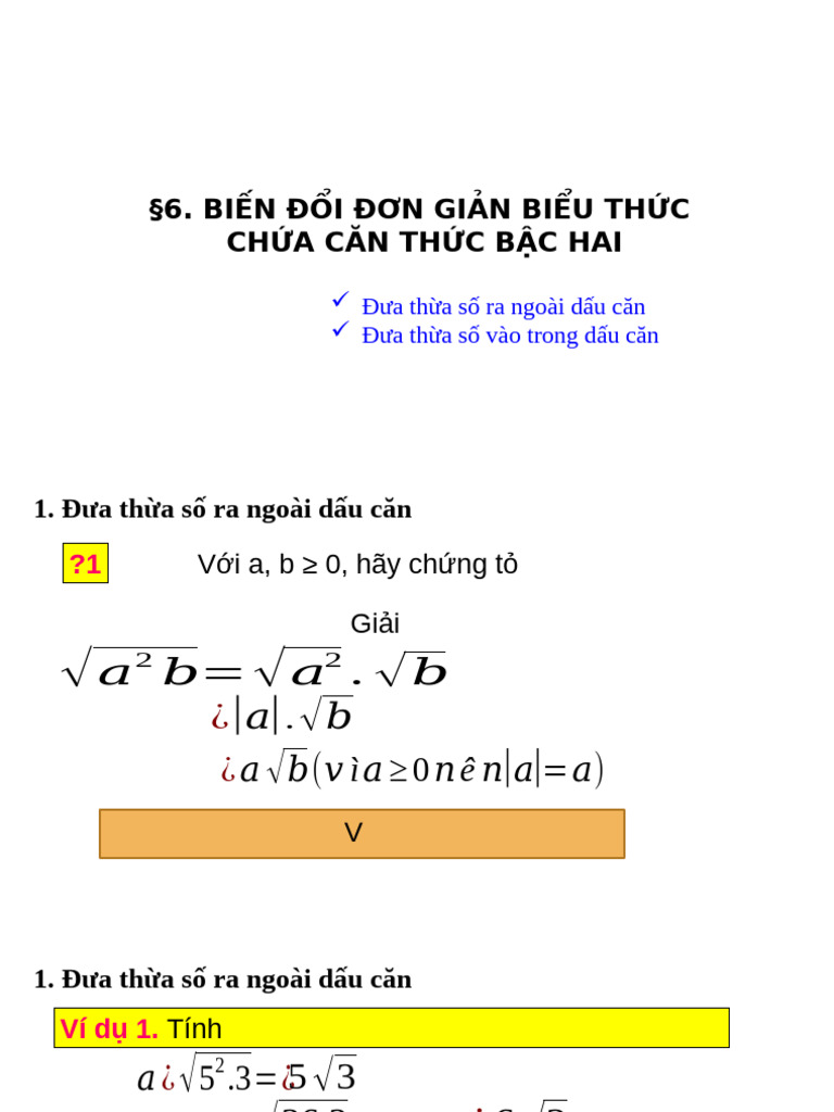 13.chuong I 6 Bien Doi Don Gian Bieu Thuc Chua Can Thuc Bac Hai | PDF