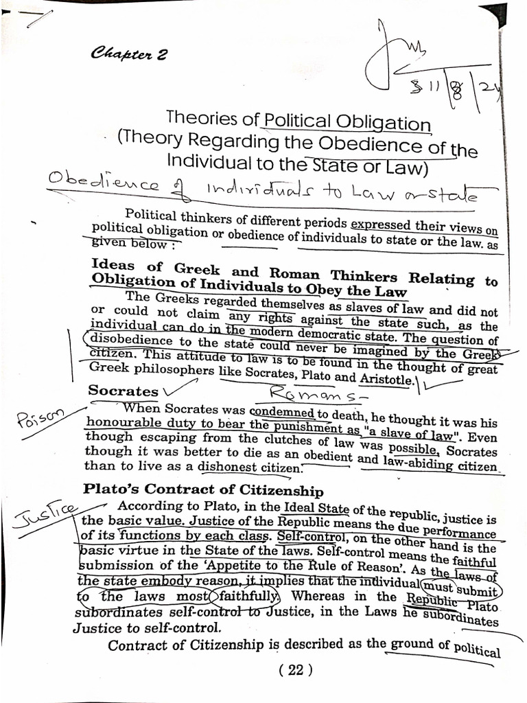 Theories of Political Obligation | PDF