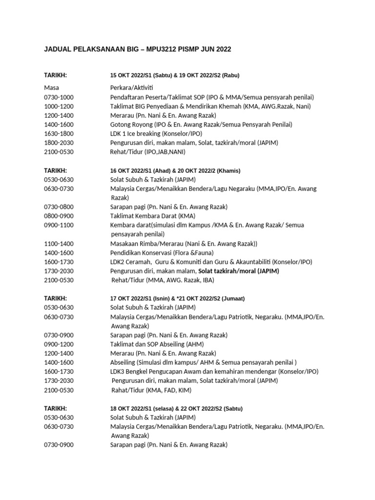 Tentatif Program BIG 2022 | PDF