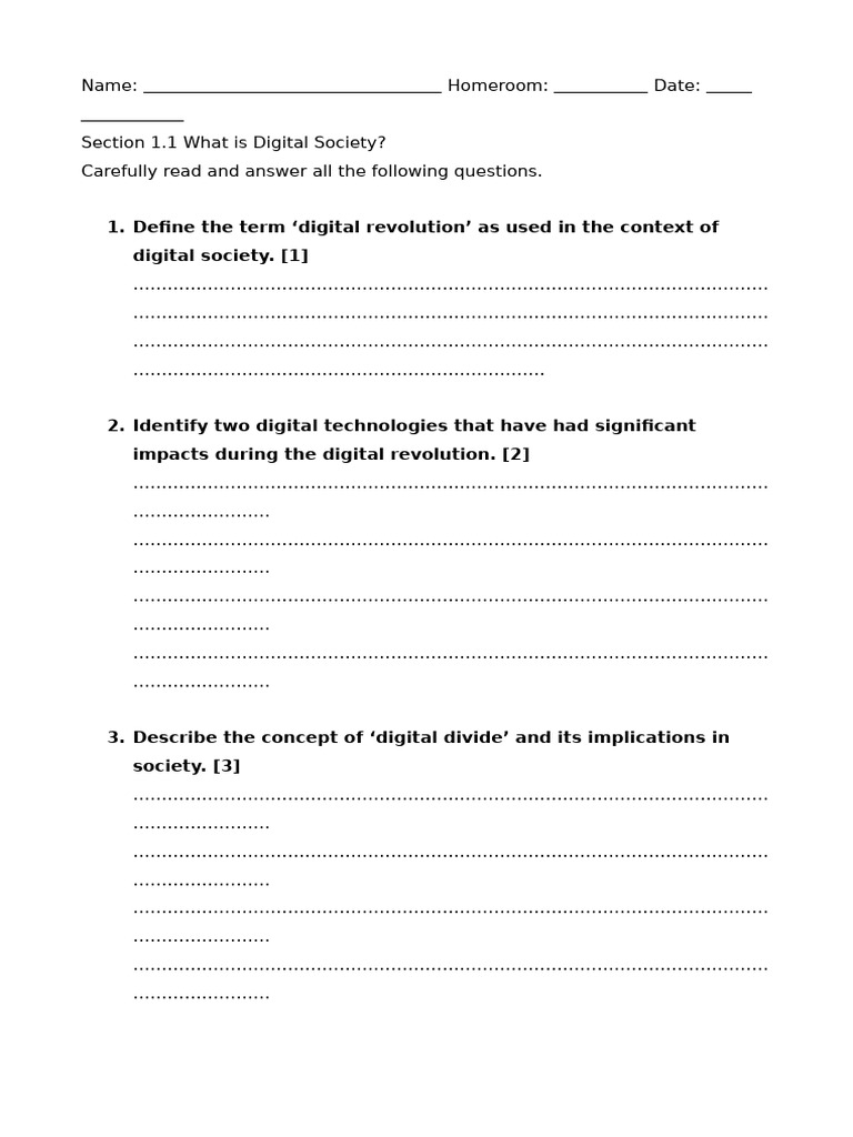 Section 1.1 What Is Digital Society (QP) | PDF | Technology & Engineering