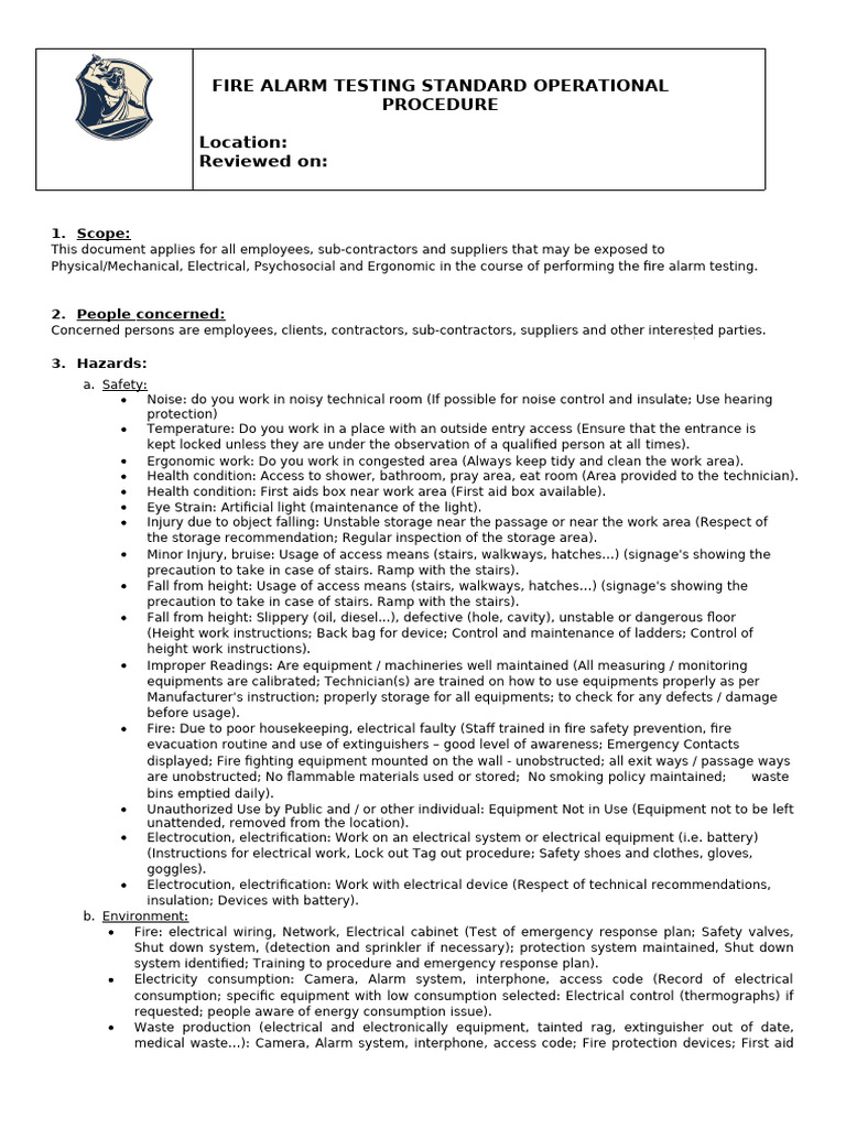 Method of Statement For Fire Alarm-Word | PDF