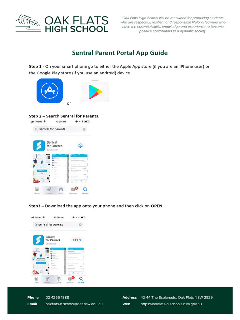 Sentral Parent Portal App Guide | PDF