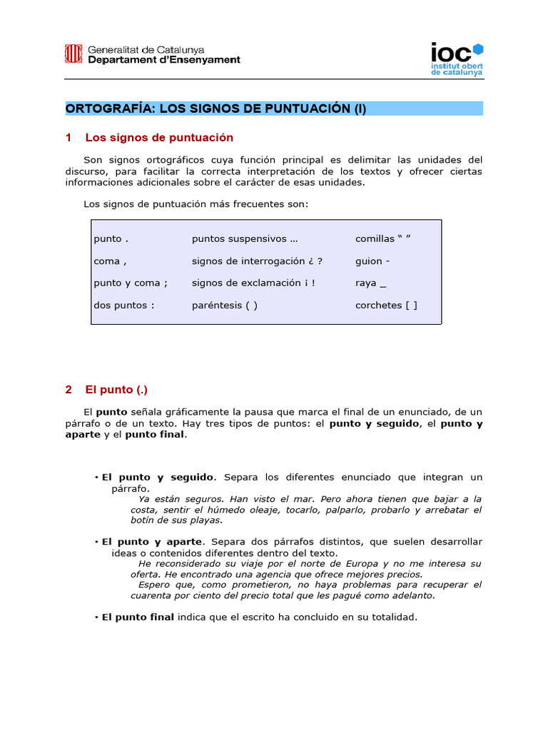 Signos de Puntuación en Español: Guía Básica | PDF | Puntuación | Coma