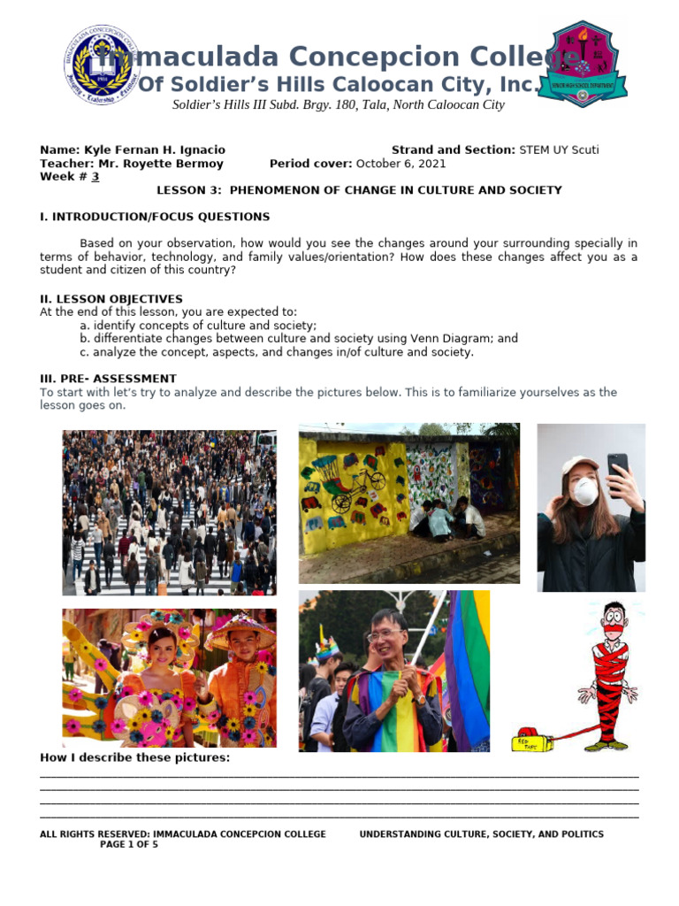 Q1 - Week 3 Lesson & Activity - UCSP | PDF