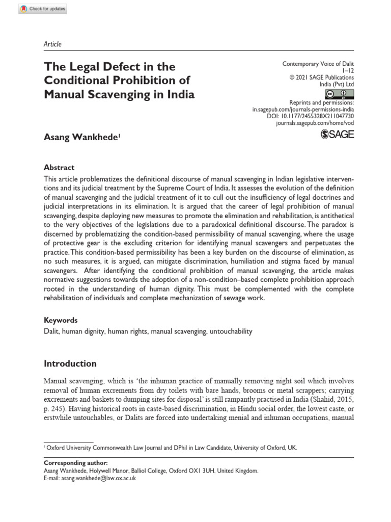 Asang Wankhade - Manual Scavenging | PDF