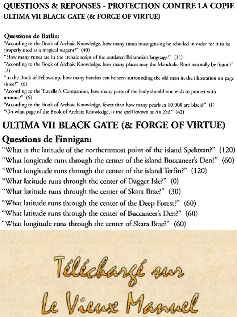 Ultima VII (Codes) | PDF