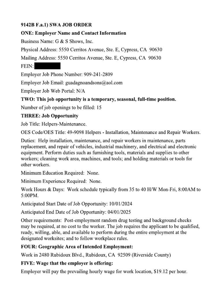 Job Order | PDF