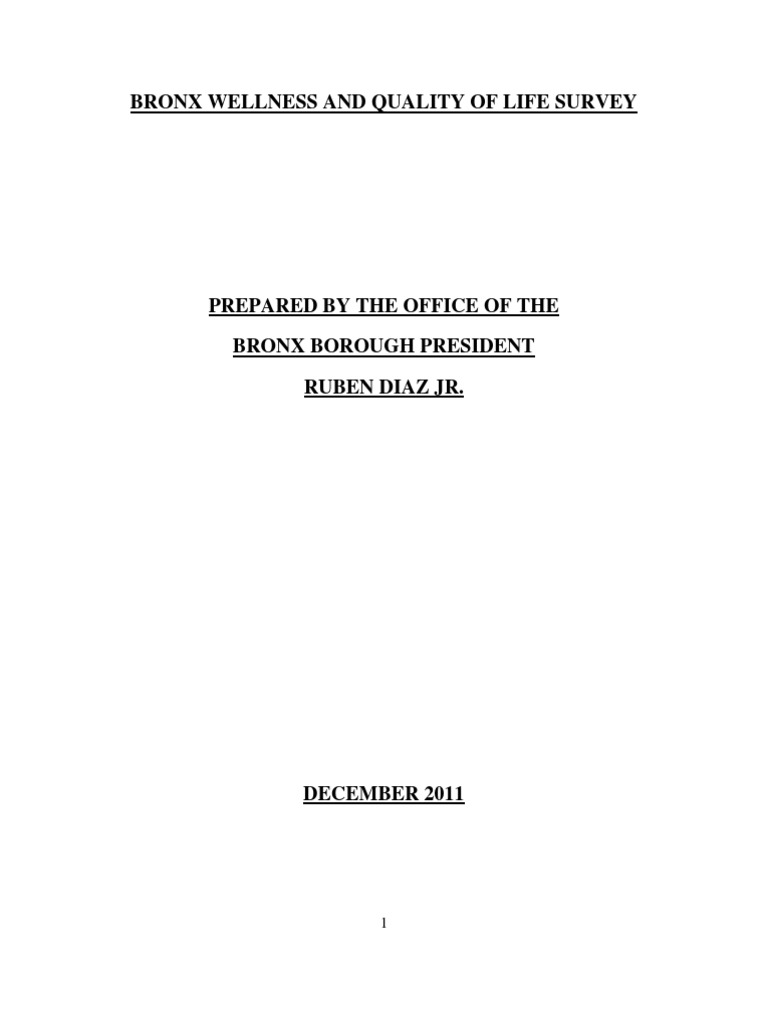 Bronx Wellness Survey 2011 Final Results | PDF | Further Education ...