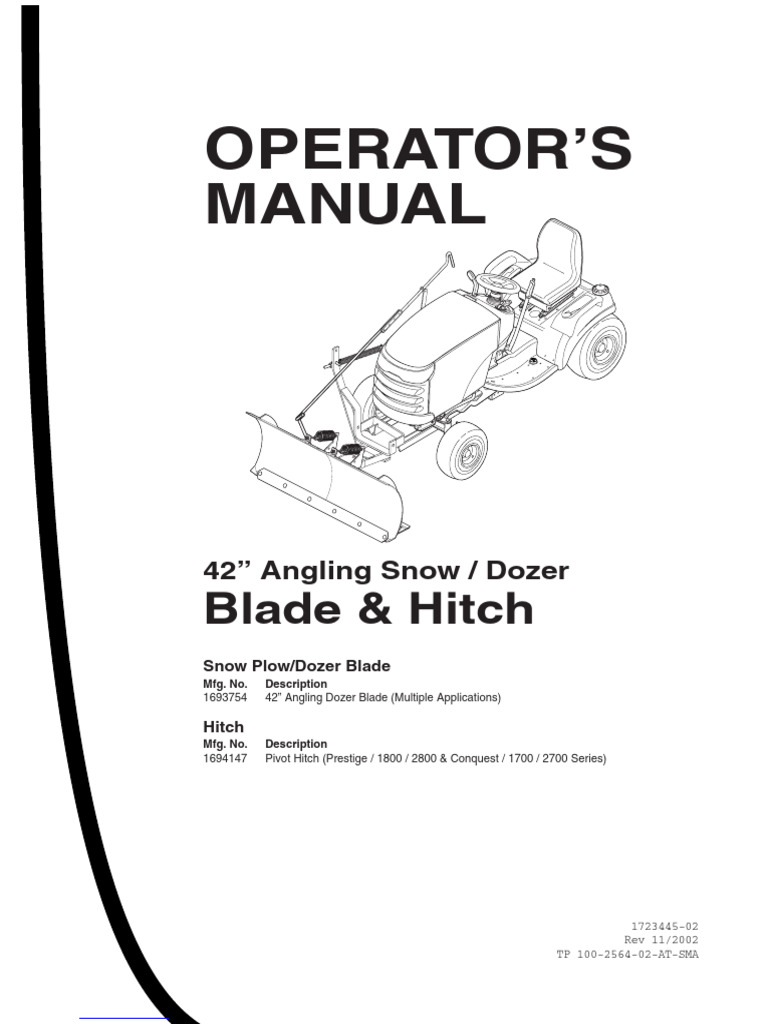Operator'S Manual: Blade & Hitch | PDF