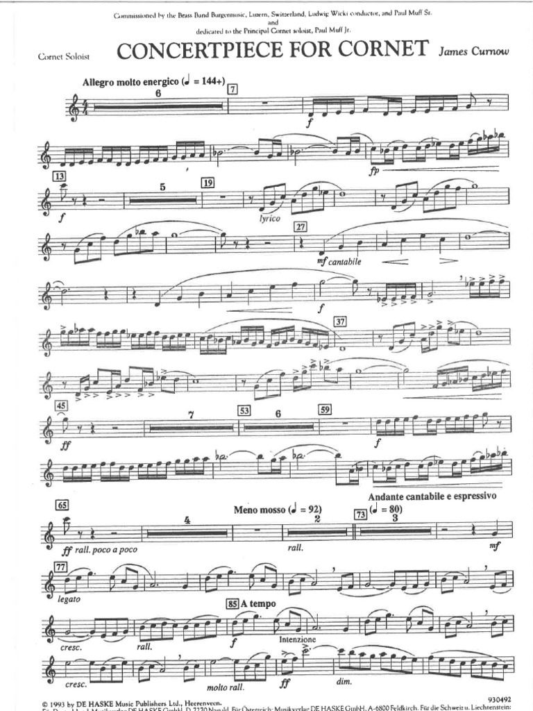Concertpiece For Cornet - Curnow (Parts) | PDF
