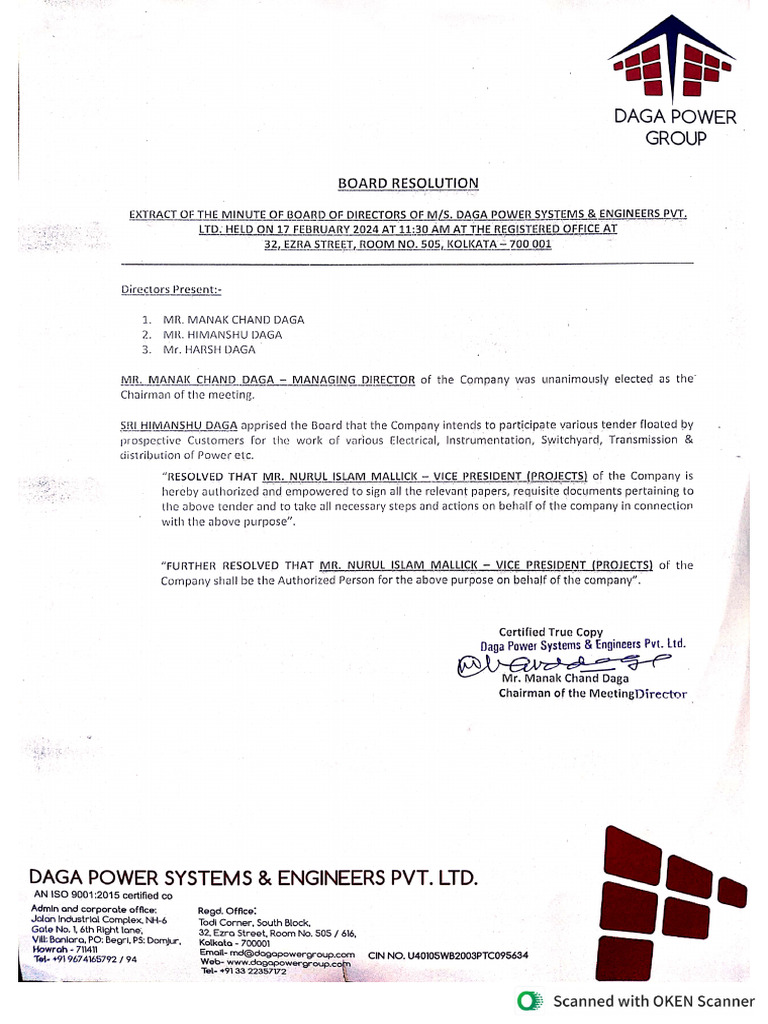 Board Resolution | PDF