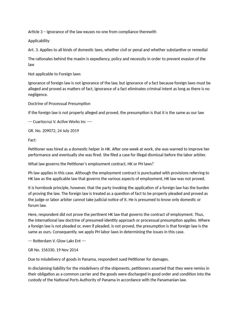 Article 3 and 4 of The Civil Code of PH | PDF