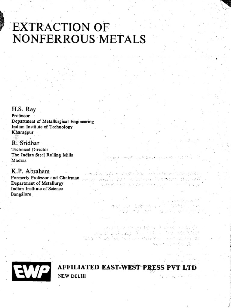Extractive Metallurgy Hs Ray PDF Free | PDF