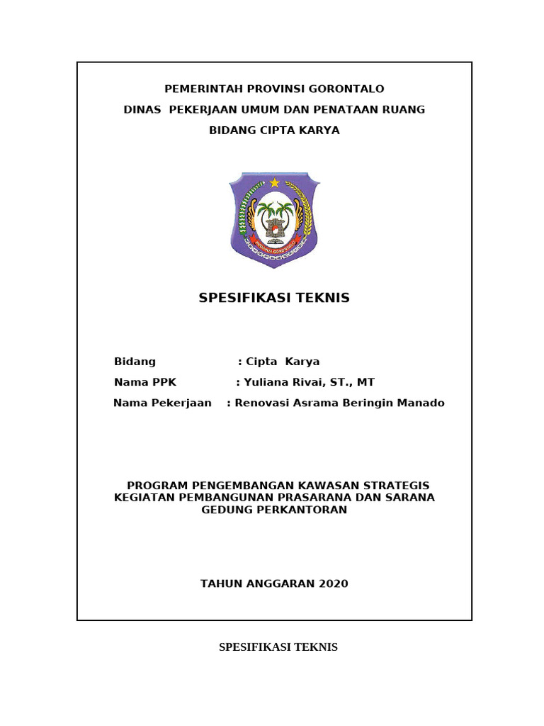 Spektek Renovasi Asrama Beringin Manado Final | PDF