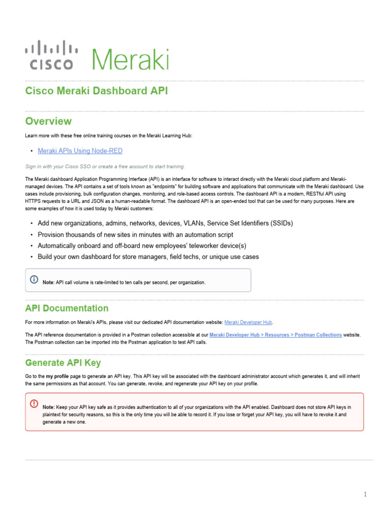 Cisco Meraki Dashboard API | PDF