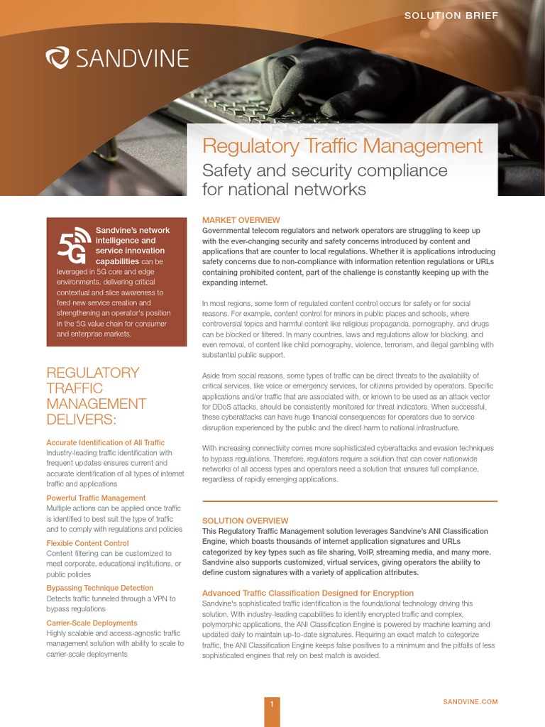 Sandvine - SB - Regulatory Traffic Management | PDF | Internet | Computers