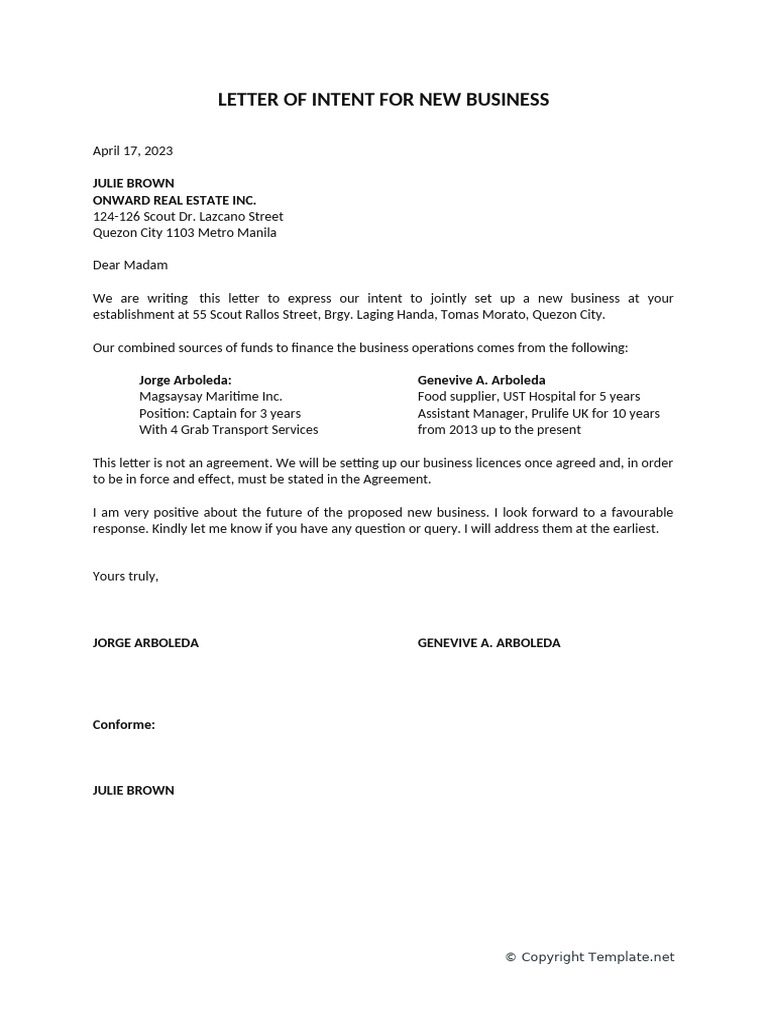 Letter of Intent | PDF