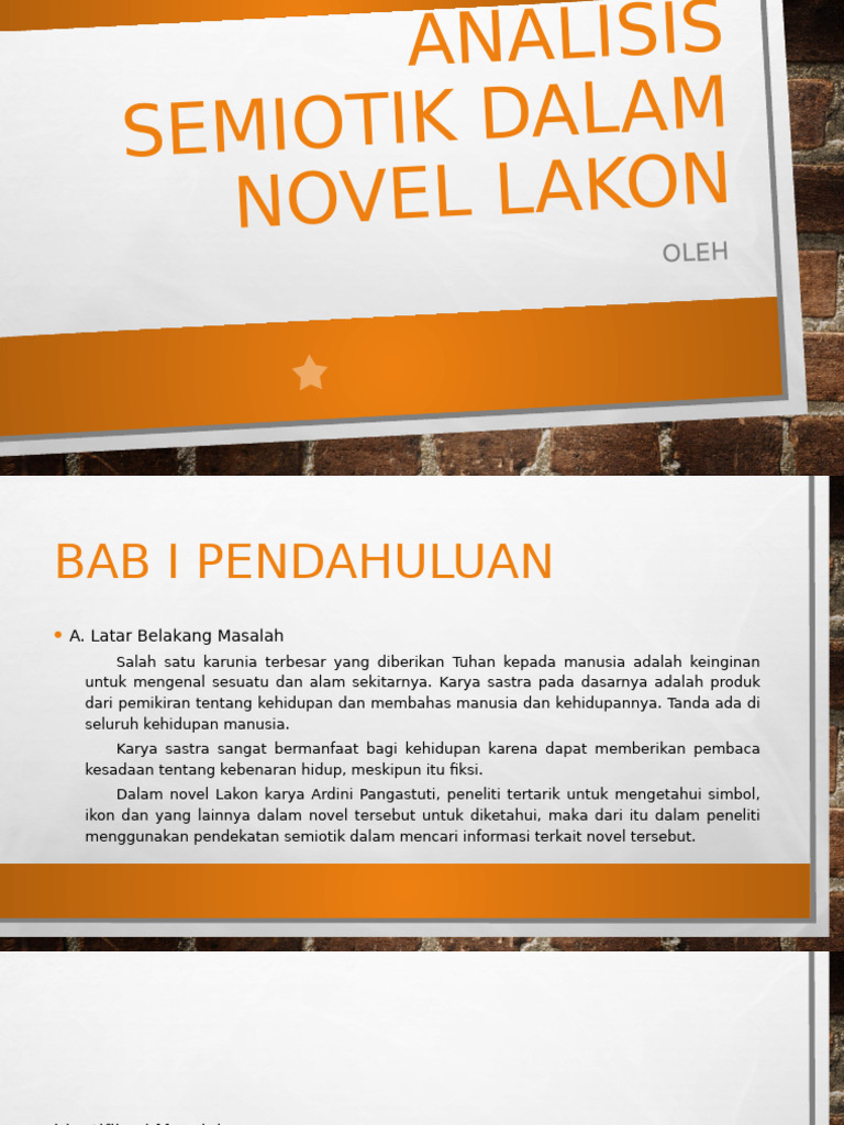 Analisis Semiotik Dalam Novel Lakon | PDF