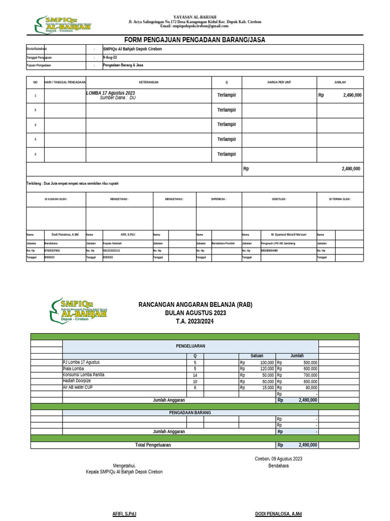 Format Pengajuan 17 Agustusan | PDF