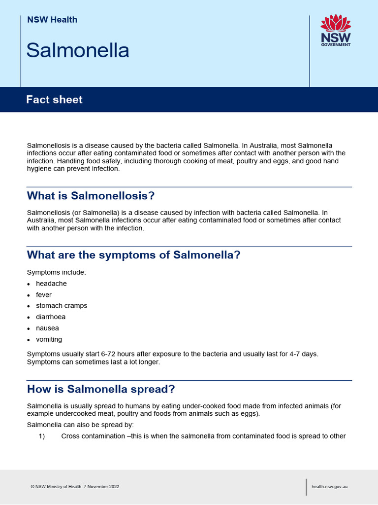 Salmonellosis | PDF