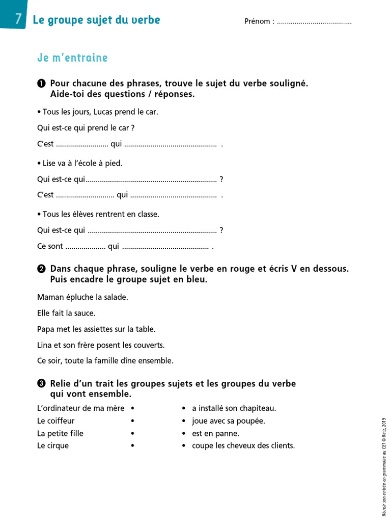 RSEEG CE1 séquence 7 - Fiche Eleve | PDF