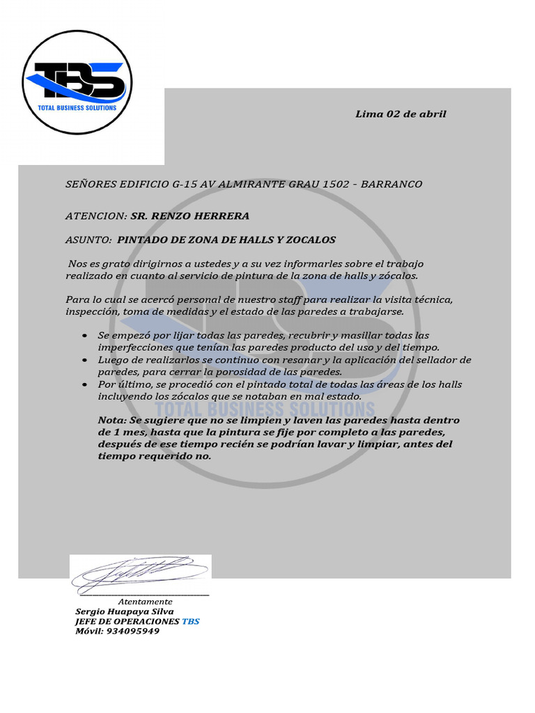 Informe Pintado de Halls y Zócalos | PDF