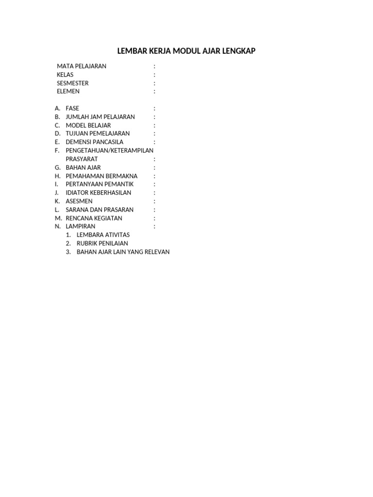 Format Modul Ajar Lengkap | PDF