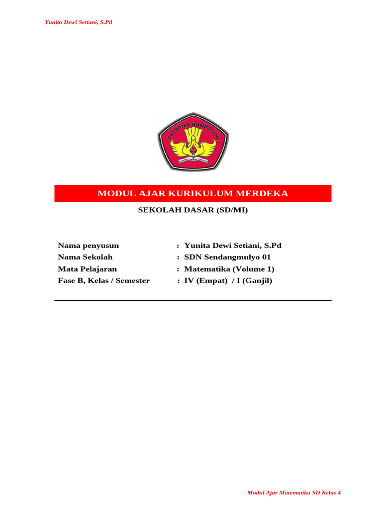 Modul Ajar MTK Unit 1 Kelas 4 Semester 1 | PDF | Career & Growth | Social Science