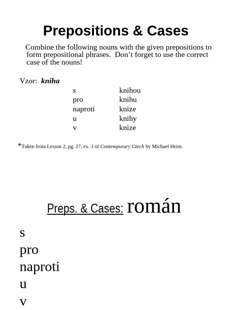 Combining Prepositions With Nouns(L2ex3) | PDF