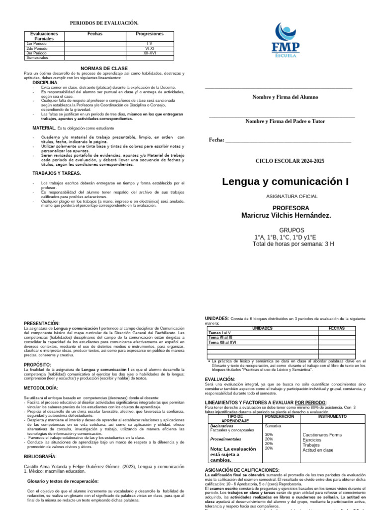 Diptico Lengua y Comunicación 24-25 | PDF