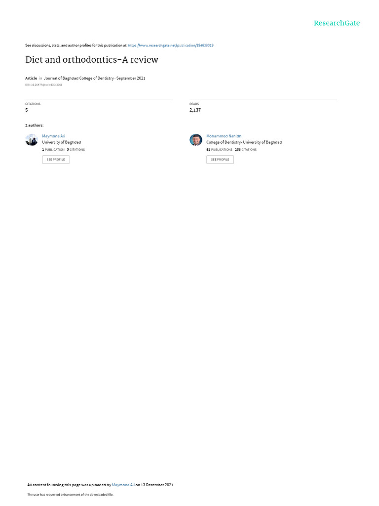 Dietandorthodontic Areview | PDF
