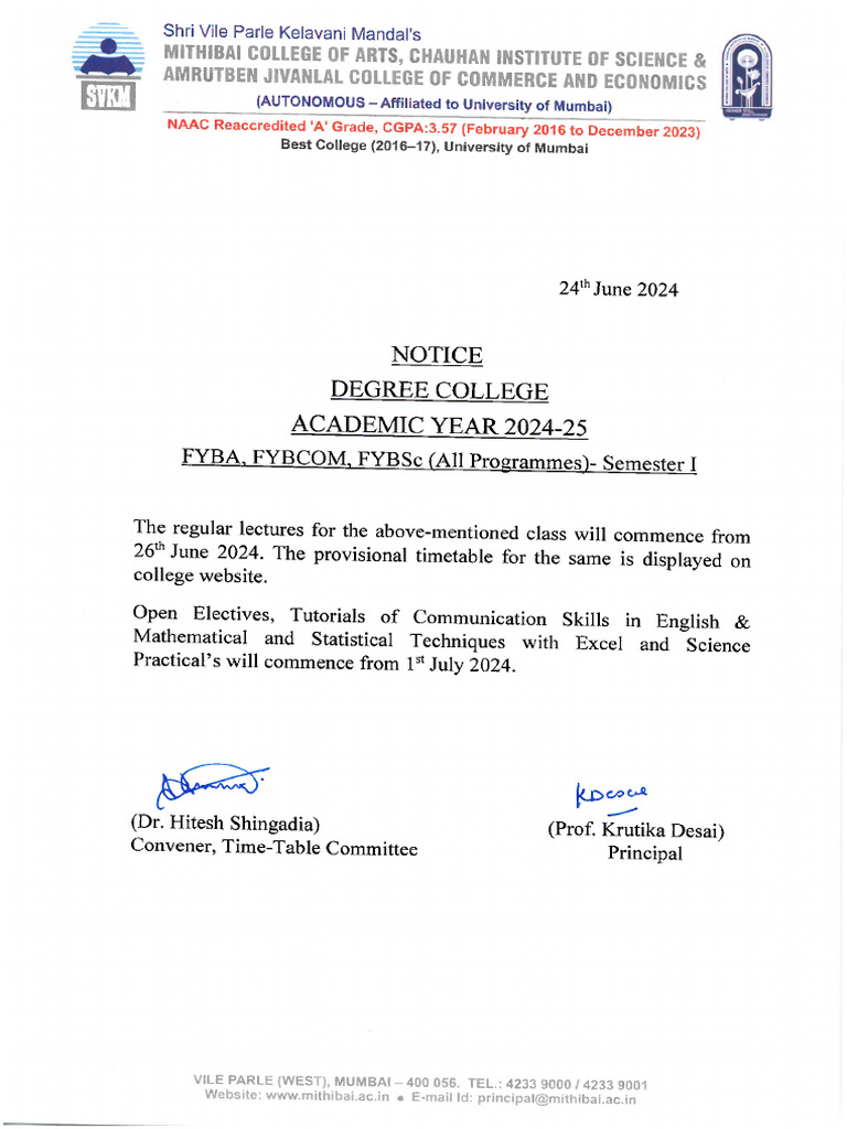 Time Table Notice 250624 | PDF