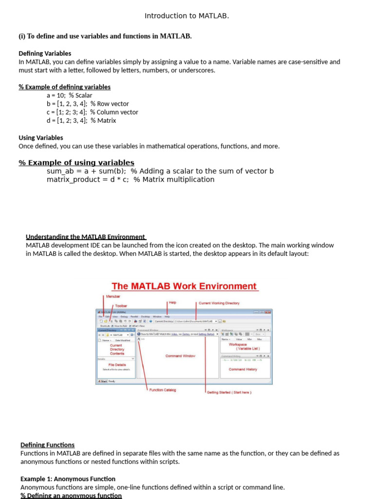 Intrduction To Matlab | PDF