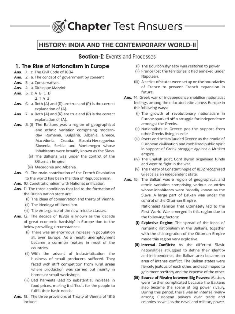 Social Science Class 10 Chapter Test Answers | PDF | Balkans | Travel