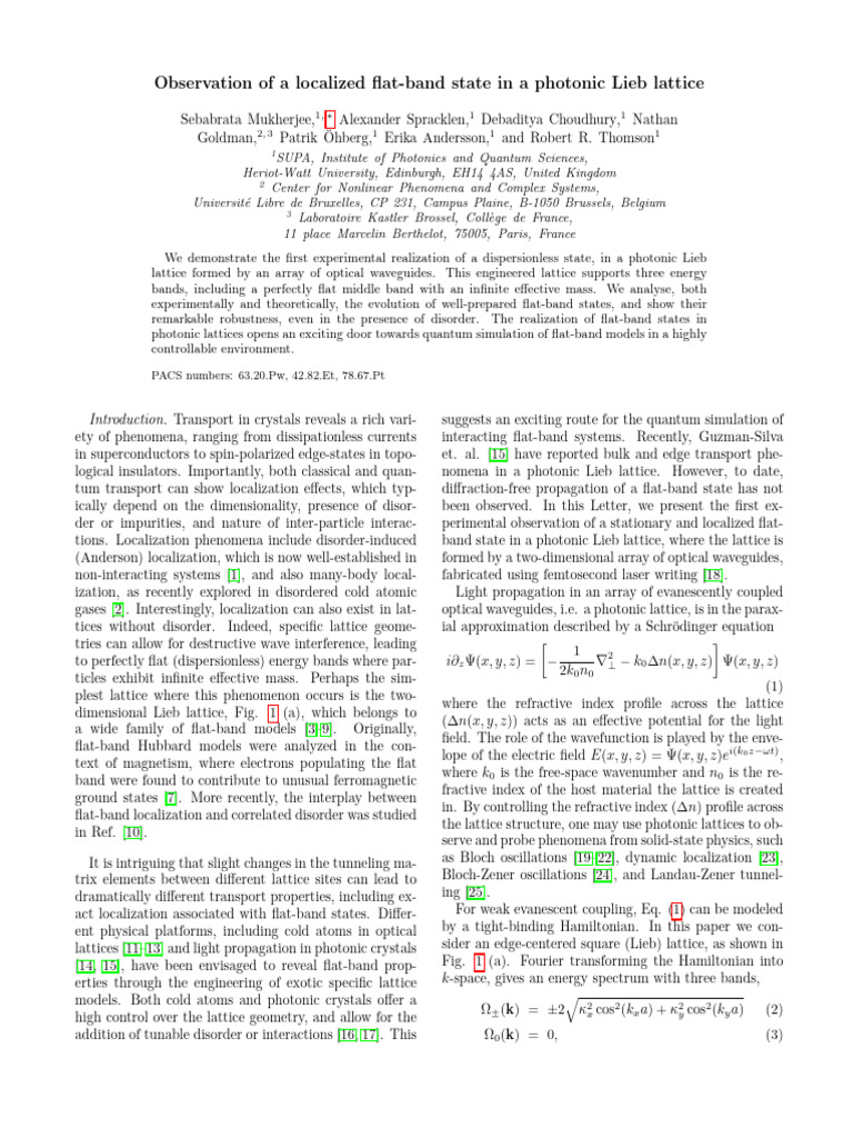 Observation of A Localized Flat-Band State in A Photonic Lieb Lattice ...