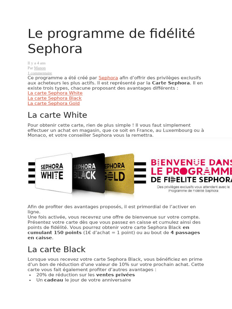 Le Programme de Fidélité Sephora | PDF