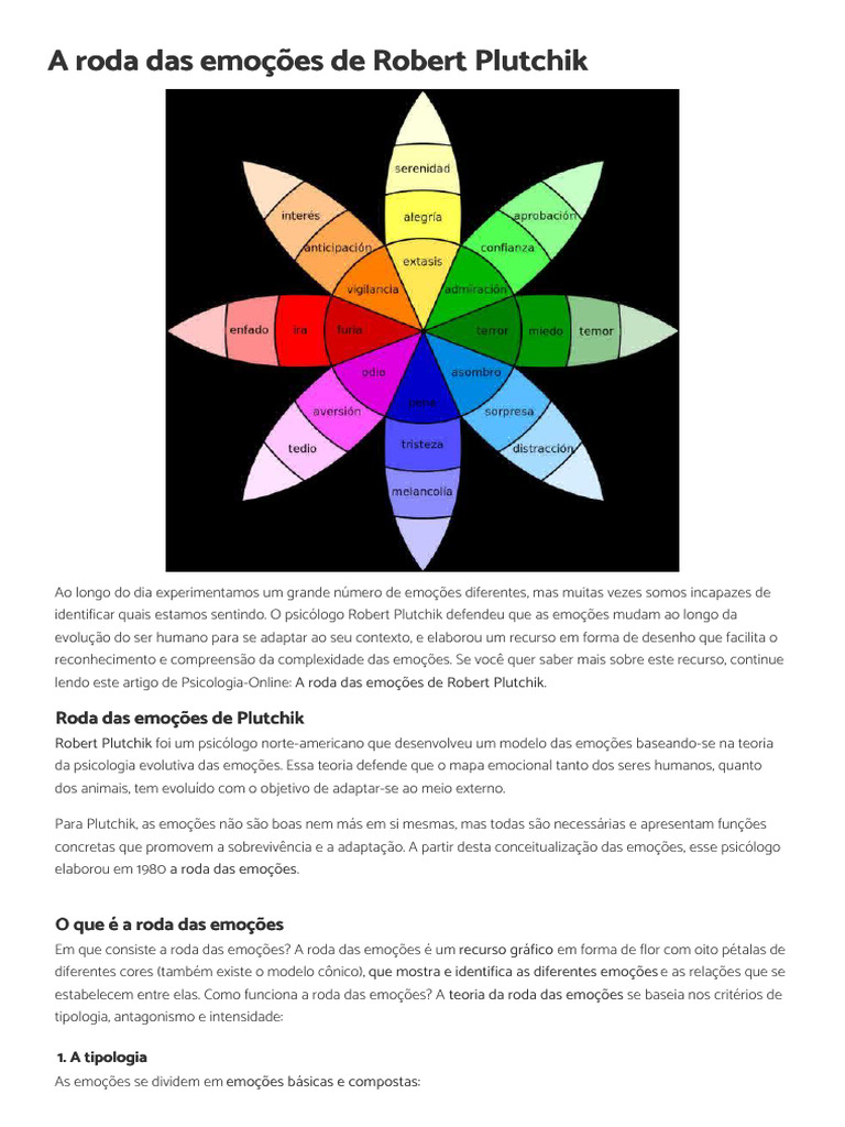 A Roda Das Emoções de Robert Plutchik | PDF